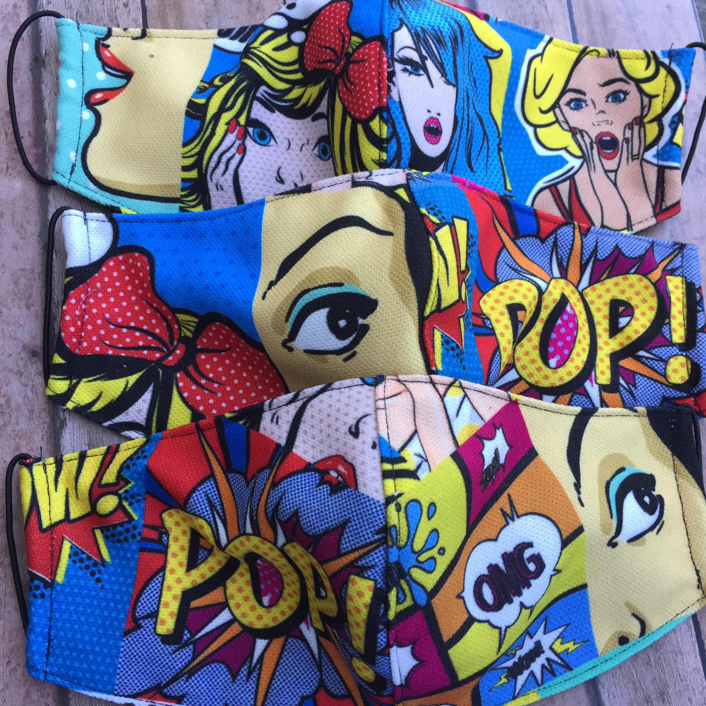 Colorful comic book face mask cool chics face covering cloth | Etsy