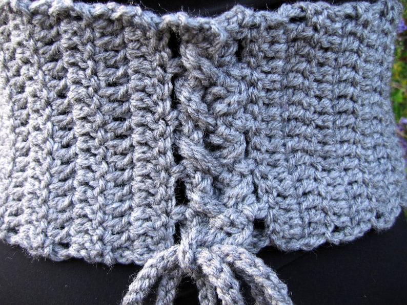 Crochet Heather Grey Belt, Unique Bohemian Accessory, Crochet Lace up ...