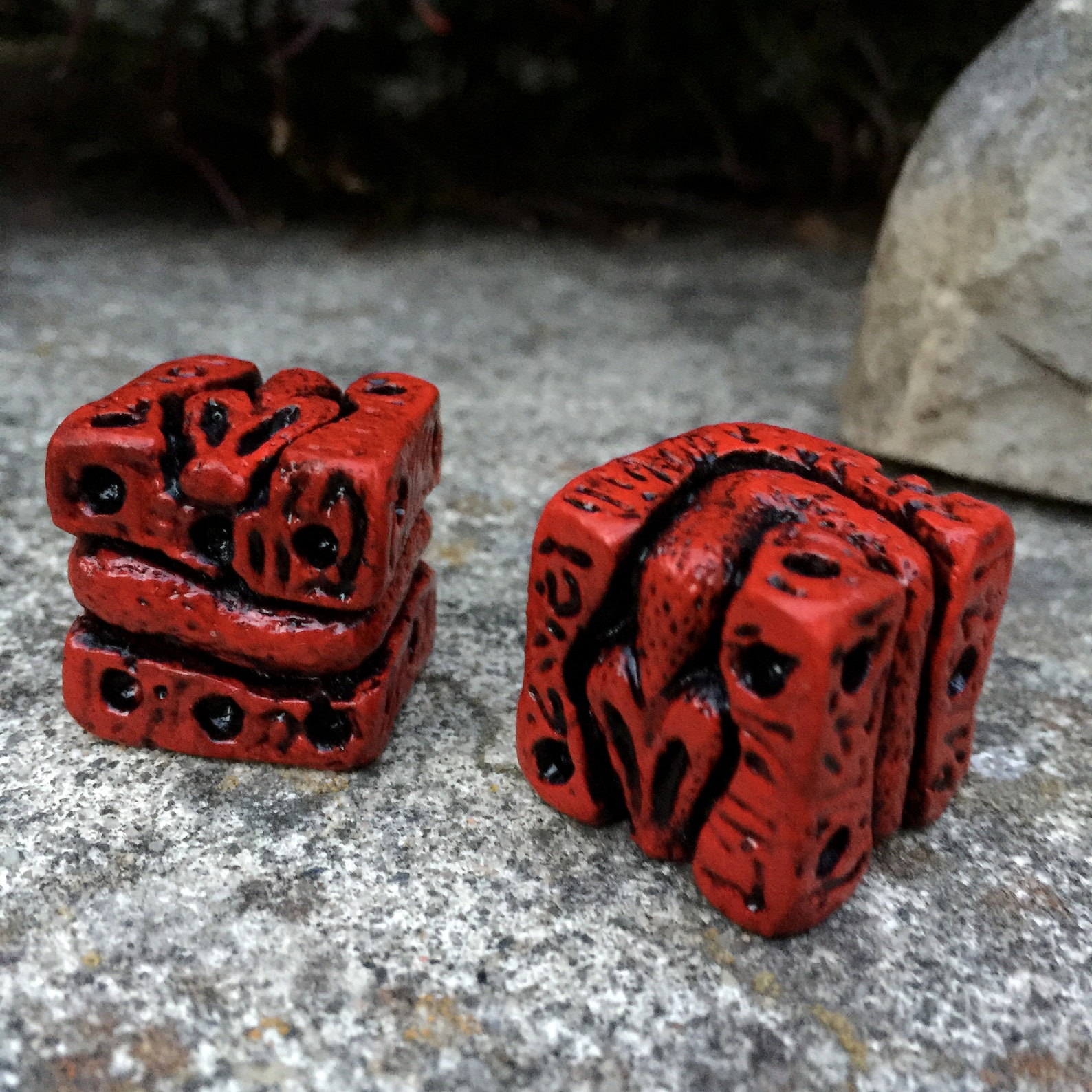 New D6 Snake Dice, Hand Made Stone Cast, Red Colored Dice - Etsy