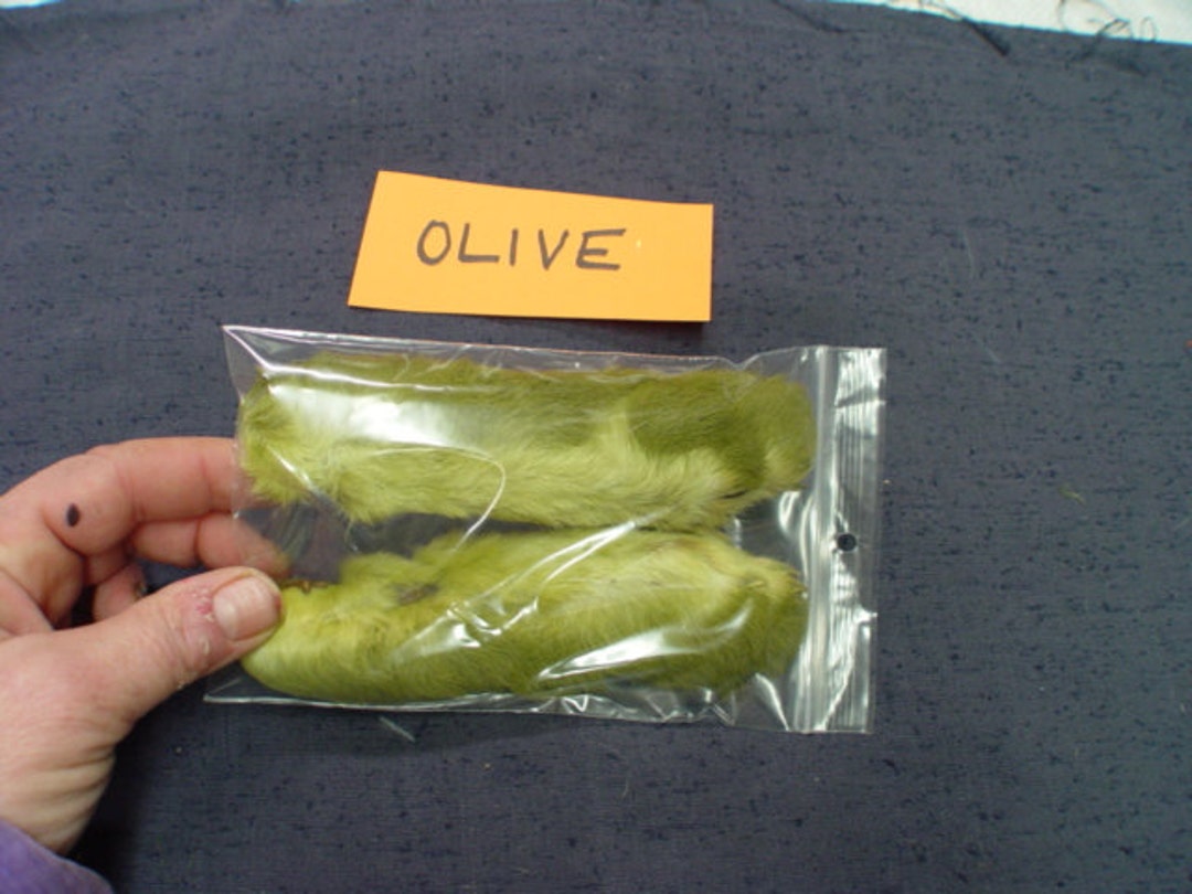 Two Medium Olive Snowshoe Rabbit Back Feet for Fly Tying, Crafts, Decor ...