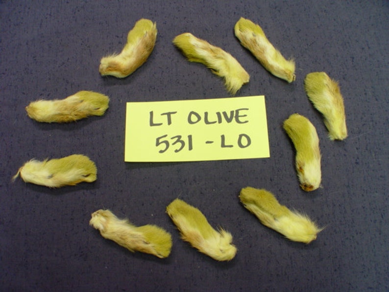 10 Natural or Dyed Snowshoe Rabbit Front Feet Fly Tying Lures Jigs ...