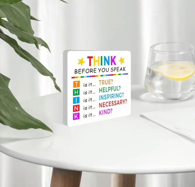 Think Before You Speak Sign, Counseling Office Decor, Think Before You ...