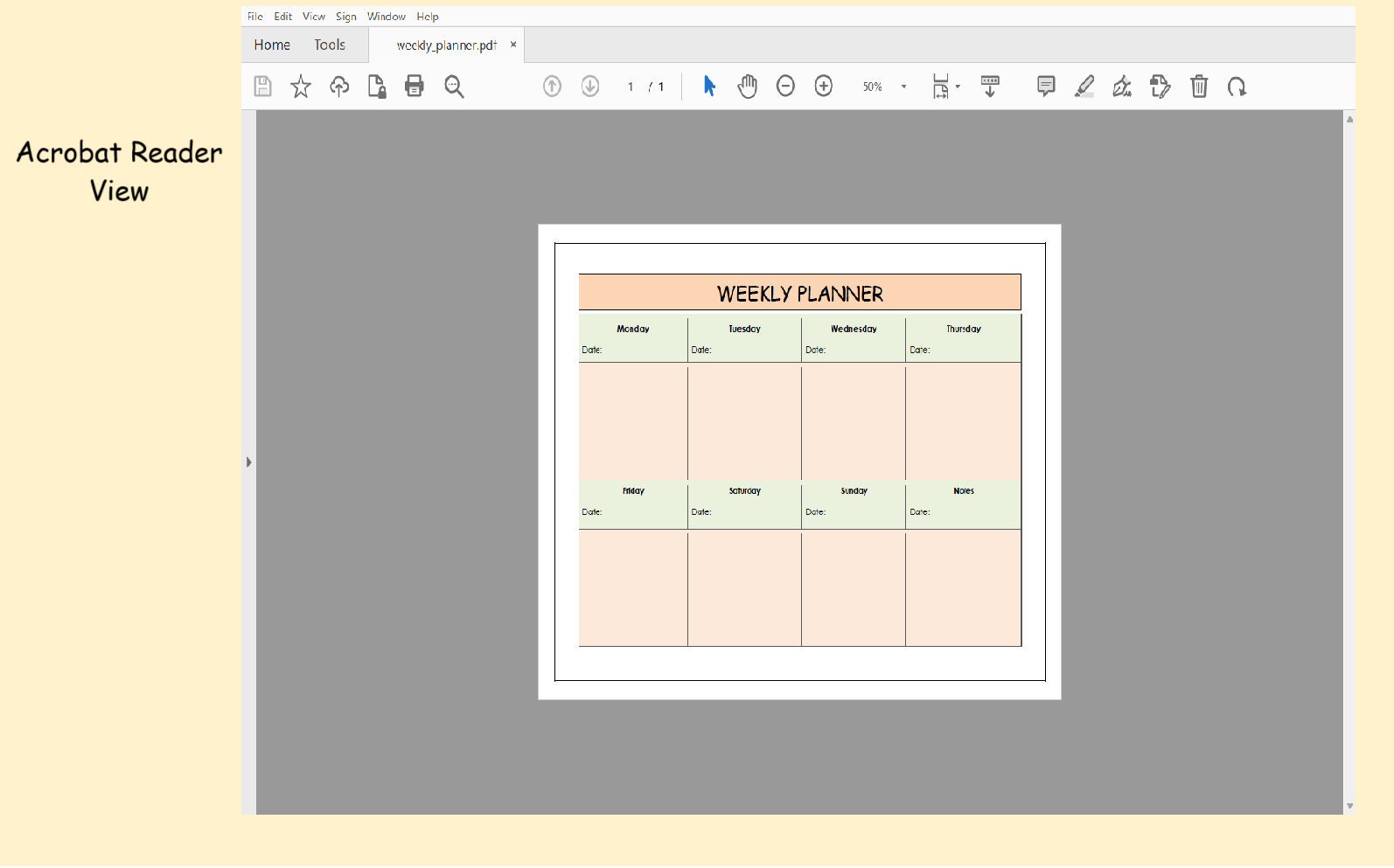 Weekly Planner Printable Landscape - Etsy