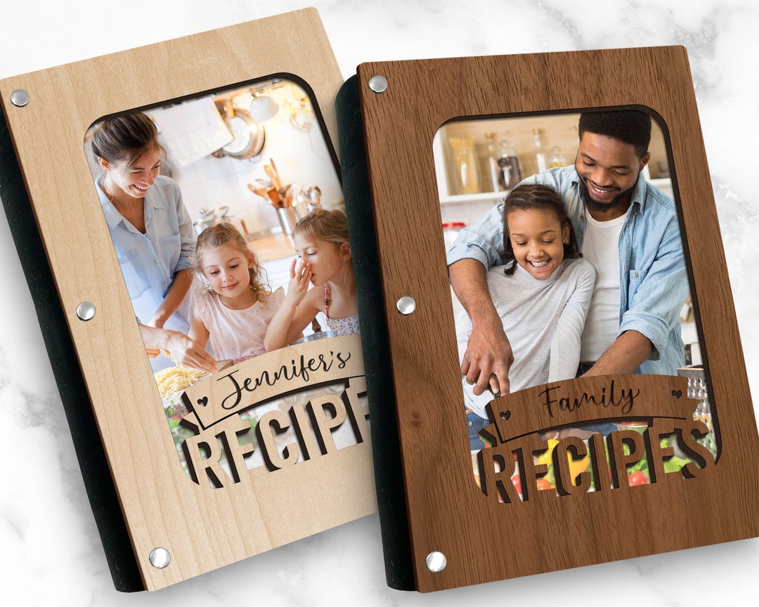Personalized Recipe Book, Banner Design, Laser Cut Wood With Photo ...