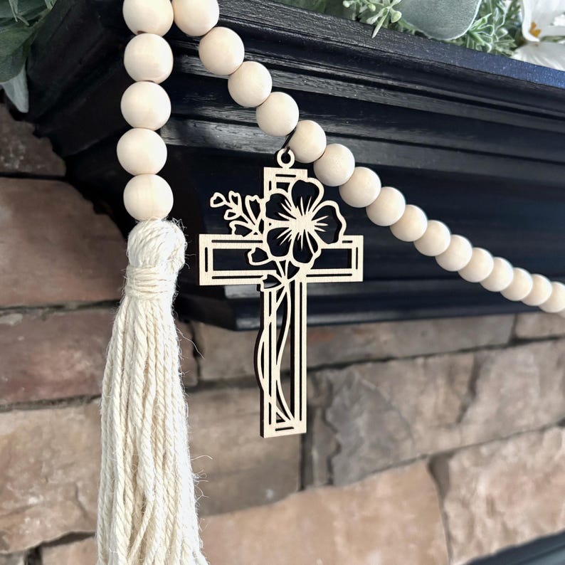 Floral Cross Mantel Decoration for Easter or Spring With Religious ...