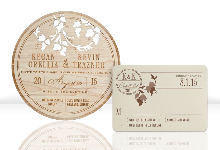 Wood Wedding Invitation of Wine Barrel Top: Sample of Rustic | Etsy