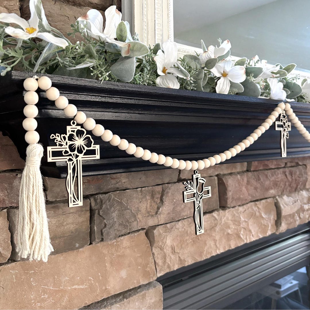 Cross Garland Mantel Decoration for Easter or Spring With Cross Charms ...