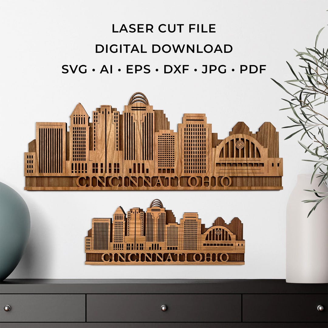 Cincinnati Skyline Sign, Laser Cut SVG File Digital Download, Wall Art ...