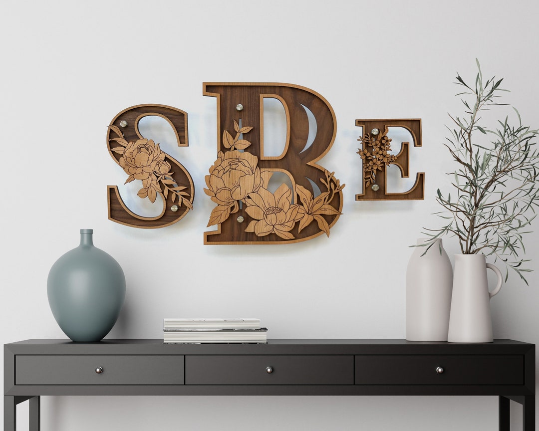 3D Custom Wood Letters and Numbers for Wall With Wall Standoffs ...