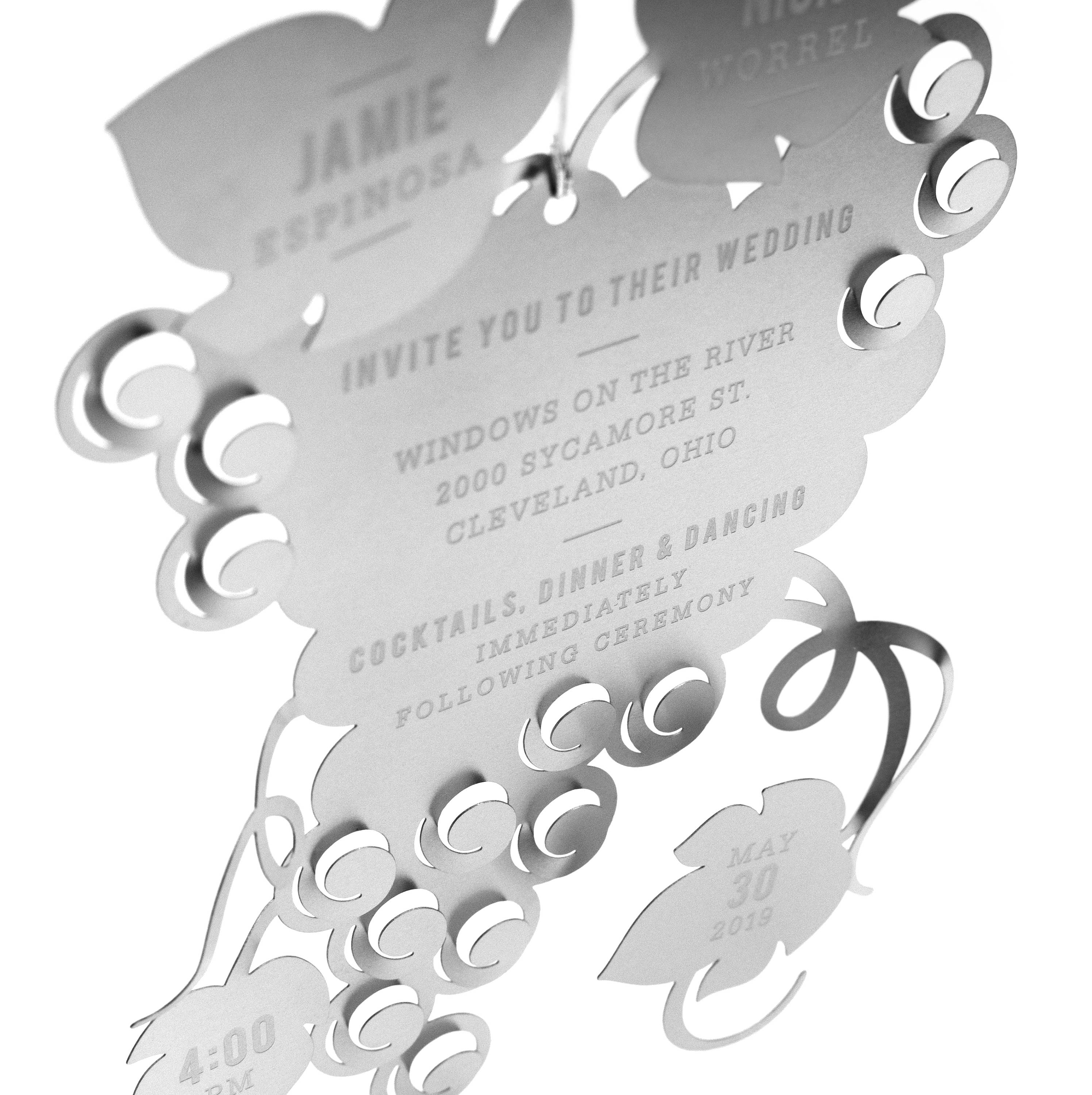 or Rose Gold Metal Invitation Doubles as Wedding Favor and Sculpture ...