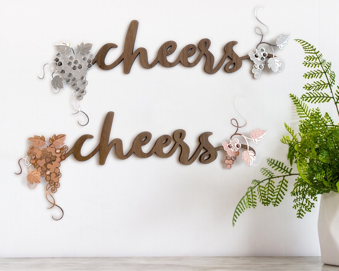 Cheers Word Art Home Decor - Home Kitchen or Bar Decor - Laser Cut Wood ...