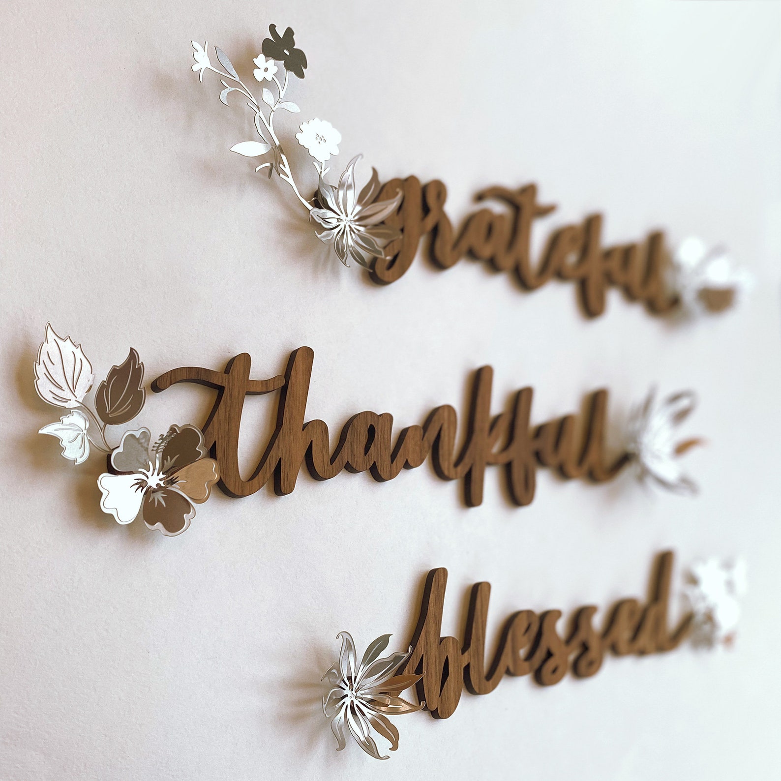 Grateful Thankful Blessed Word Art Home Decor Home Decor | Etsy