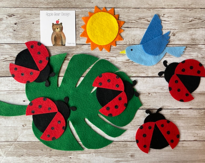 Children Felt Board Story Song Rhyme Set: Five Little Ladybugs - Etsy