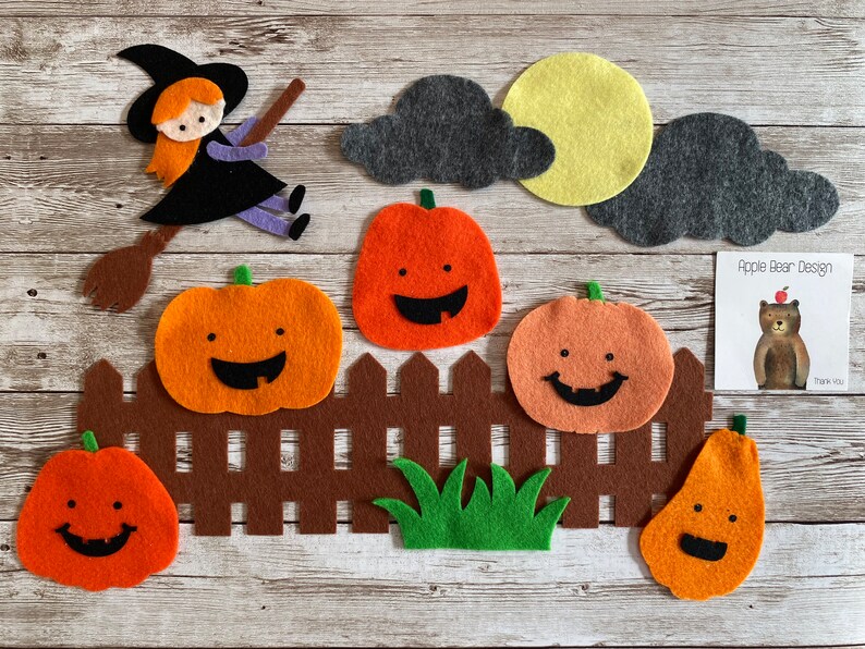 Children Felt Board Story Song Set: Five Little Pumpkins - Etsy