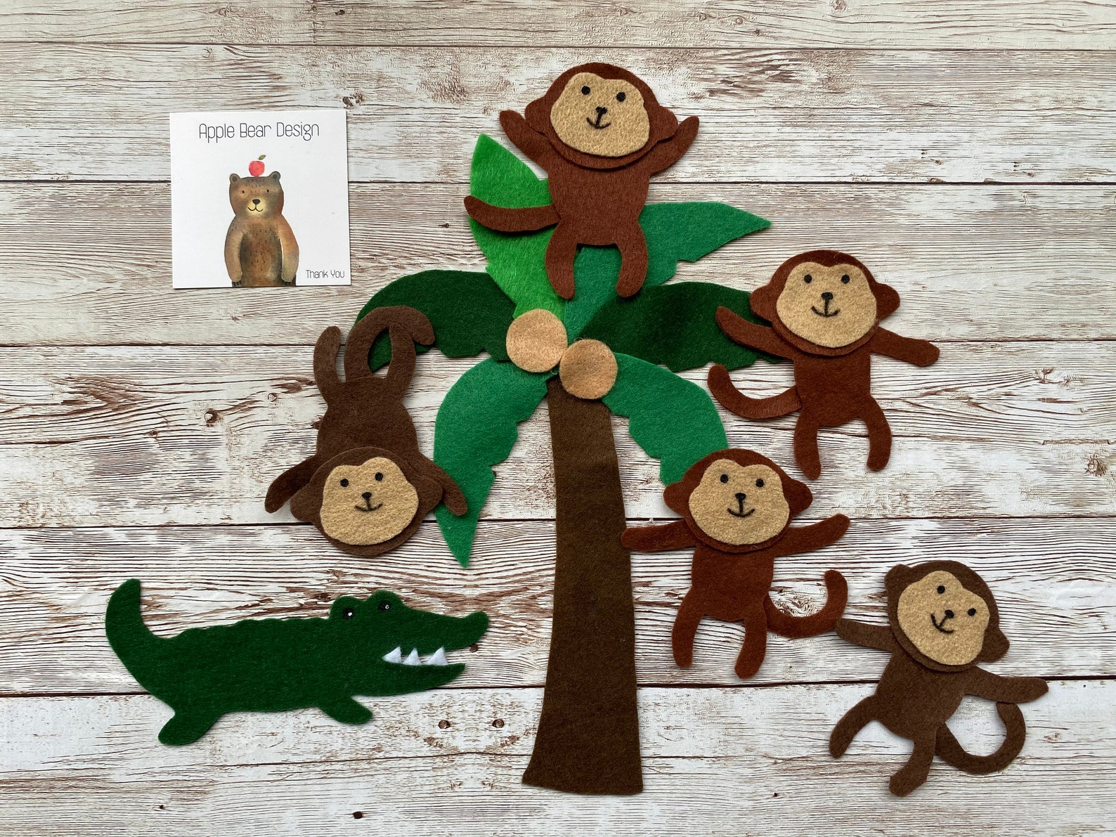 Felt Board Nursery Rhyme Set: 5 Little Monkeys Swinging in the - Etsy