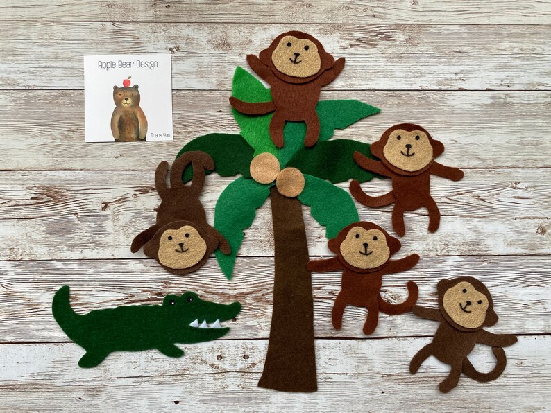Felt Board Nursery Rhyme Set: 5 Little Monkeys Swinging in the - Etsy