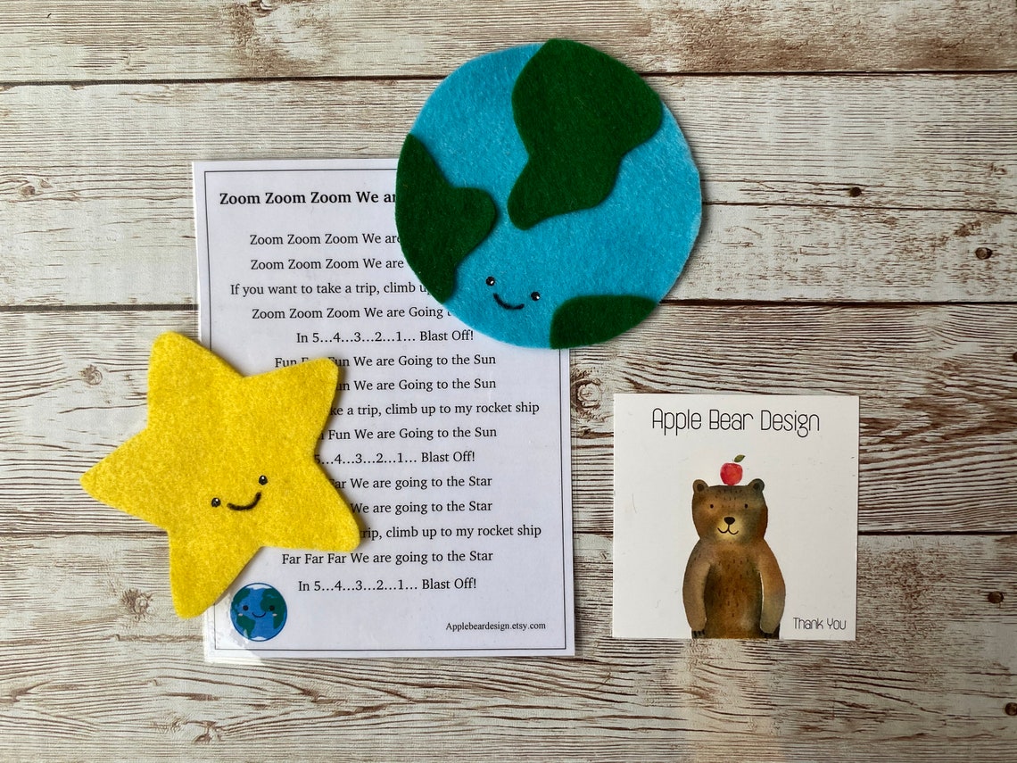 Felt Board Song Set: Zoom Zoom Zoom We Are Going To The Moon | Etsy