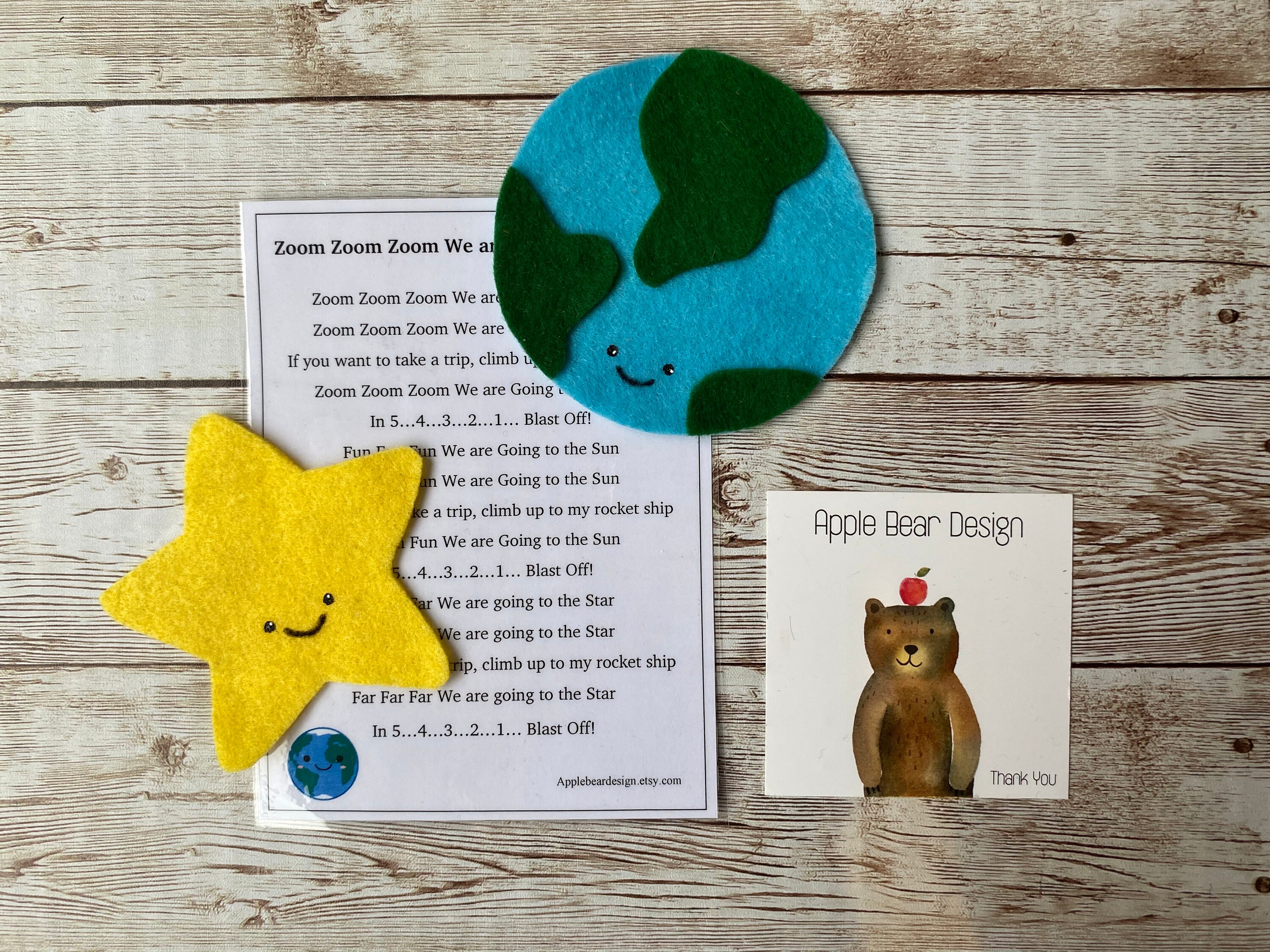 Felt Board Song Set: Zoom Zoom Zoom We Are Going To The Moon | Etsy