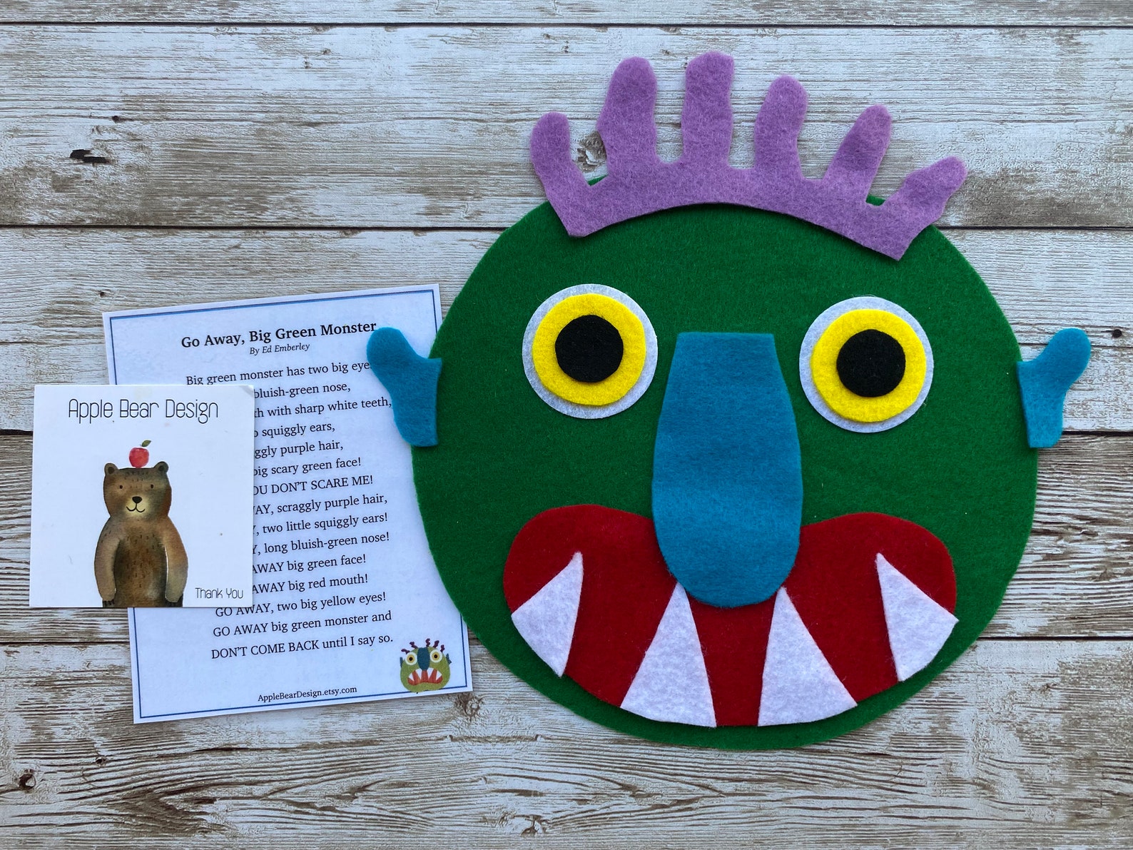 Felt Board Story Set: GO Away Big Green Monster - Etsy