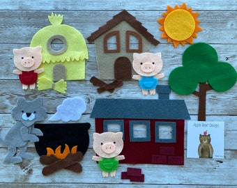 Three Little Pigs Felt / Flannel Board / Puppet Set for Literacy and ...