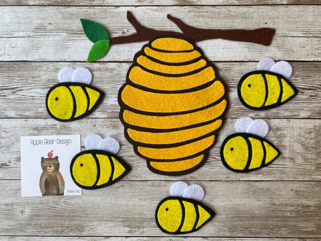 Felt Board Song Set: Here is the Bee Hive Song/ 5 Little Honey Bees ...