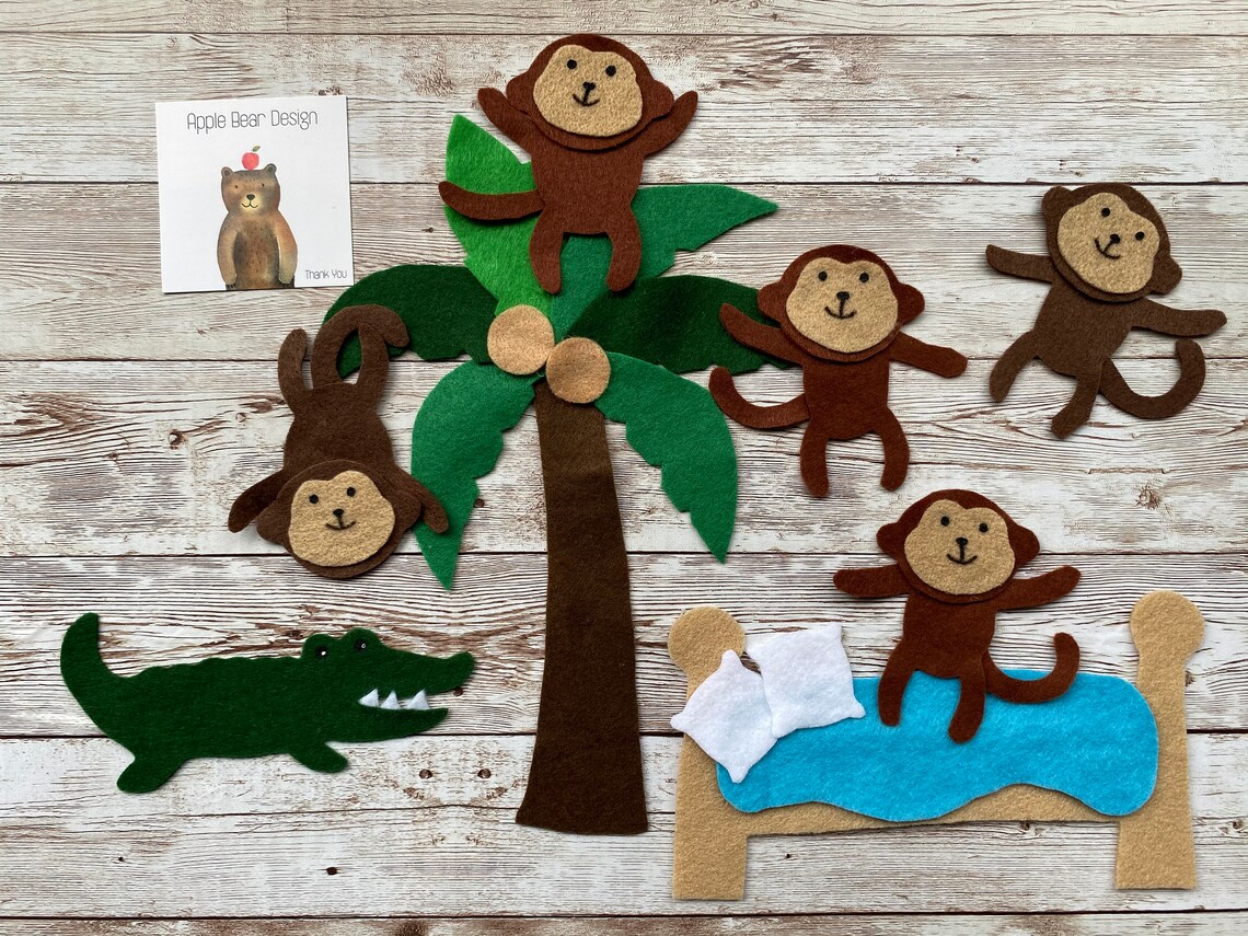 Felt Board Nursery Rhyme Set: 5 Little Monkeys Swinging in the - Etsy