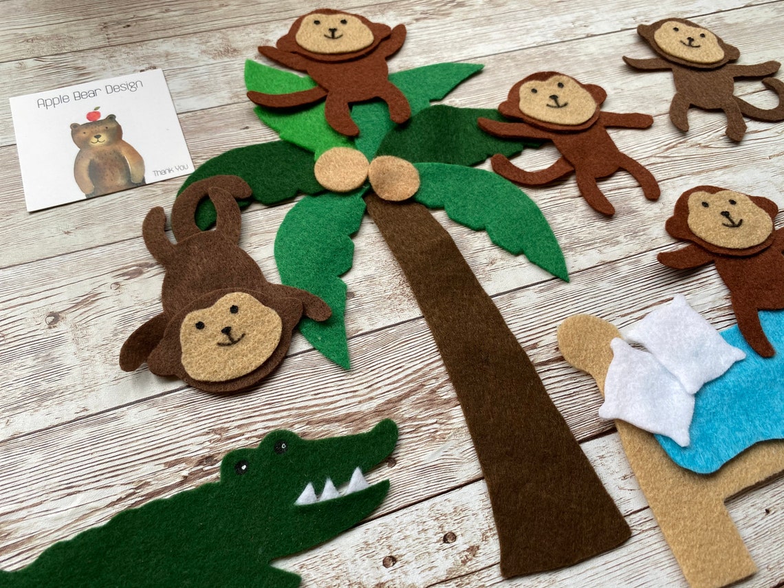 Felt Board Nursery Rhyme Set: 5 Little Monkeys Swinging in the - Etsy