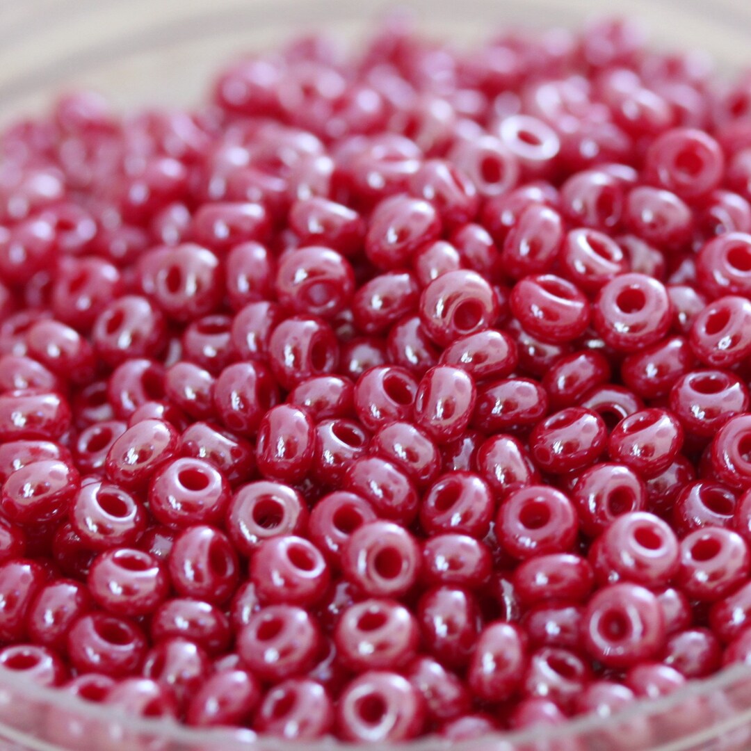 Loose 70g 6/0 Dark Red Luster Czech Seed Beads - 70g (6/20" Hank ...
