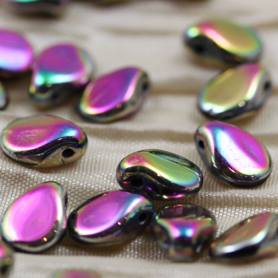 Pip Beads 50pcs 5x7mm Pink Dragonfly Iris Pips Czech Glass Beads, Flat ...