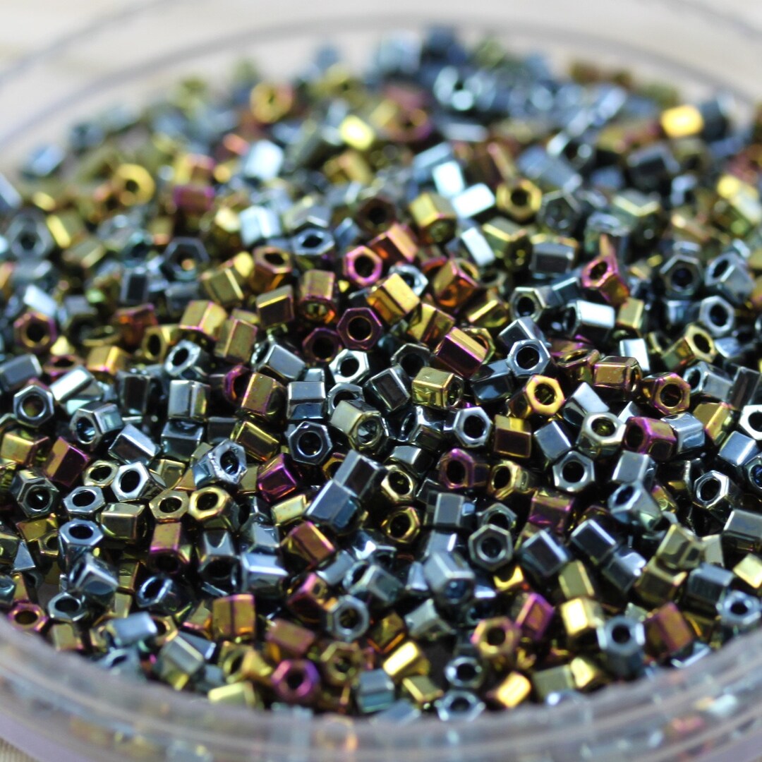 NEW! 25g 8/0 Hex Cut Galvanized Blue Gold Toho Seed Beads - 25grams ...