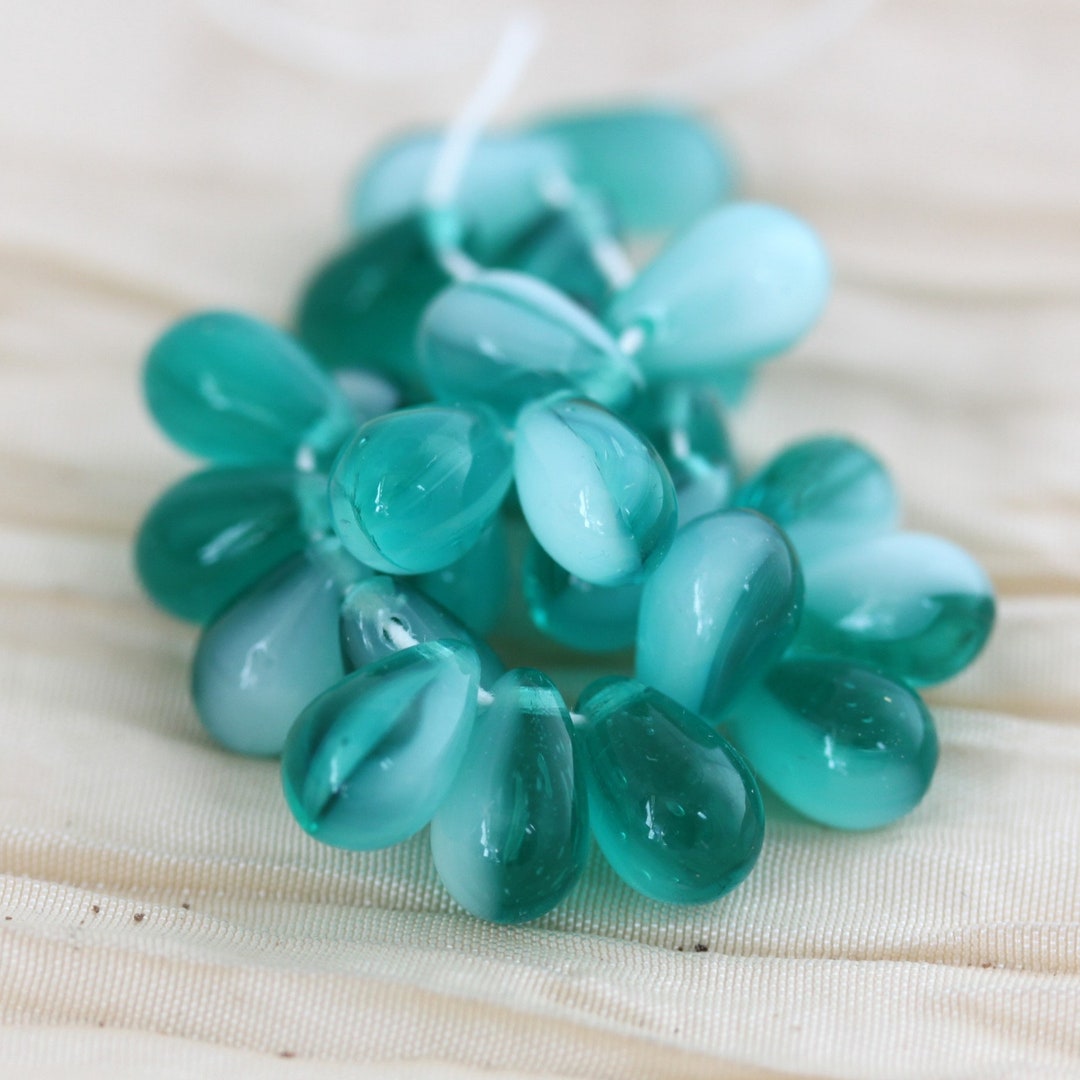 RARE 25pcs 6x9mm Teal Agate Swirl Drops Czech Glass Beads - Etsy