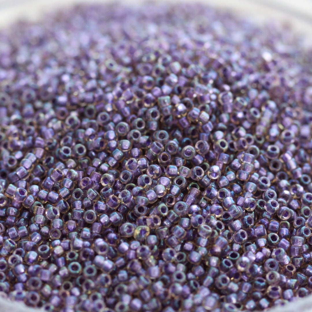 20g 15/0 Rosaline / Sparkling Amethyst Lined Miyuki Seed Beads, Micro ...