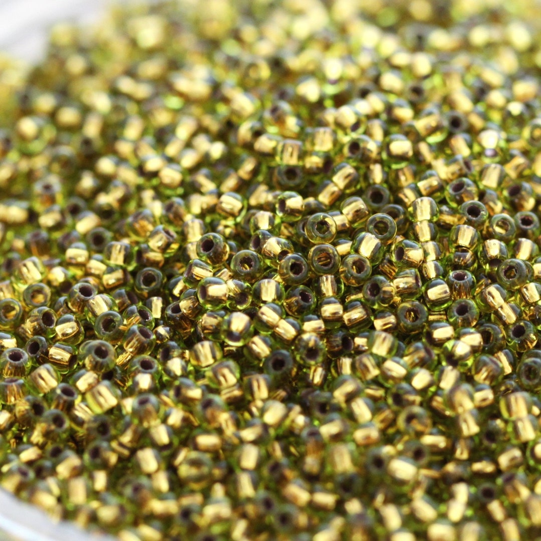 New! 20g 11/0 Lime Green / Copper Lined Toho Seed Beads - 20grams ...