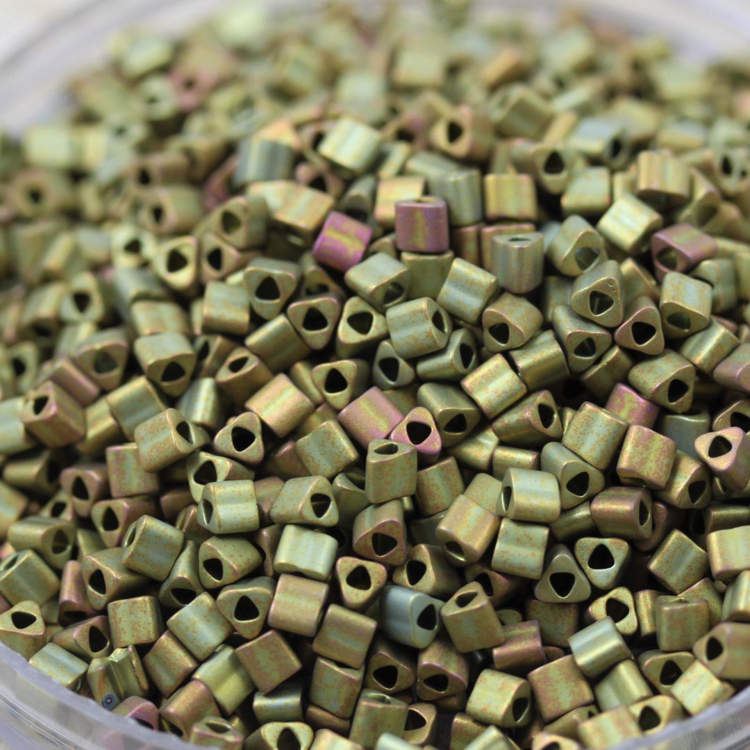 Discontinued! 30g 8/0 Frosted Higher Metallic Carnival Triangle Toho ...