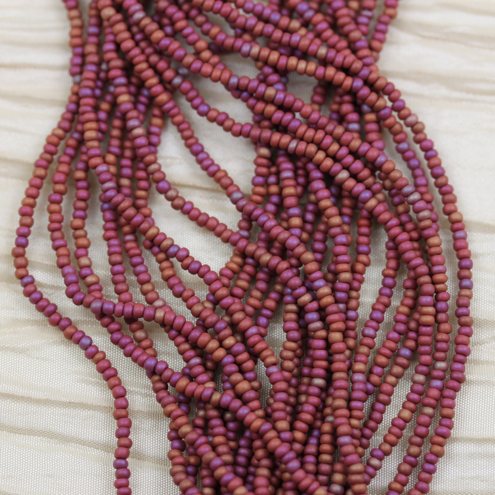11/0 Matte Brick Red AB Czech Seed Beads 1 Hank - Etsy
