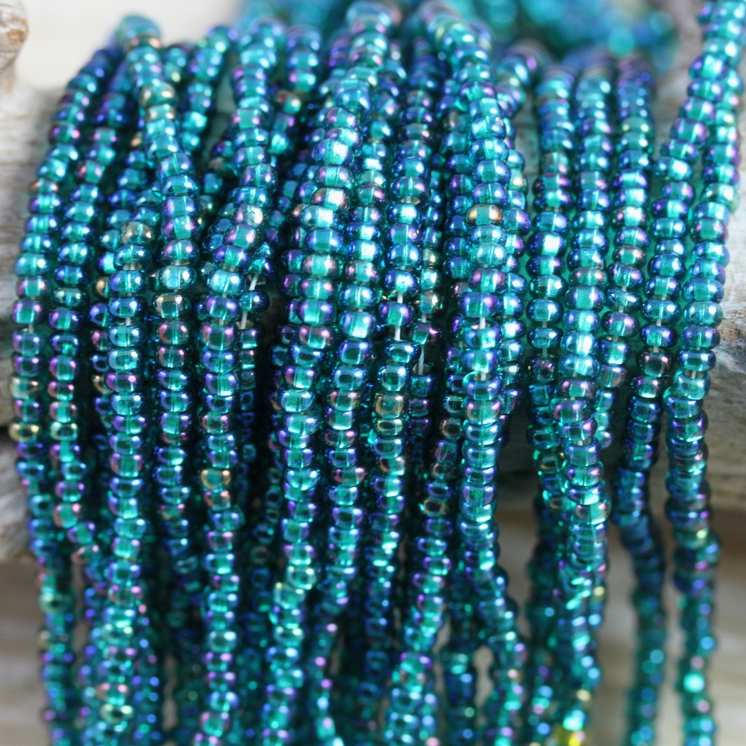 8/0 Emerald AB / Silver Lined Czech Seed Beads - 6/20", Classy Beads ...