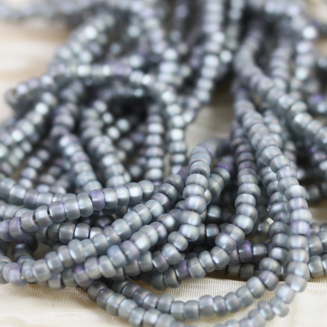 8/0 Matte Black Diamond AB / Silver Lined Czech Seed Beads - 6/20 ...