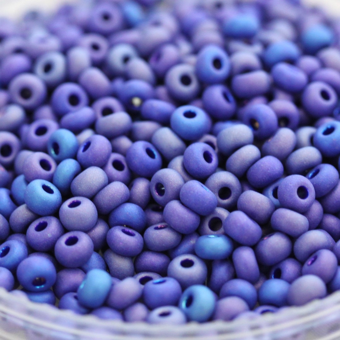 NEW 70g 6/0 Matte Royal Blue AB Czech Seed Beads Fabulous Ceramic Raku ...