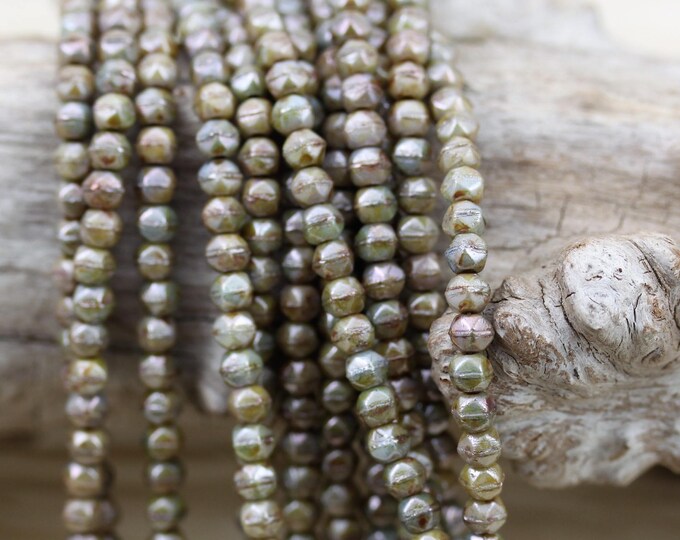 100pcs 3mm Opaque Green Luster Picasso English Cut Czech Glass - Etsy