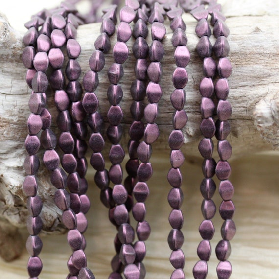 100pcs 5x3mm Metallic Suede Pink Pinch Czech Glass Beads | Etsy