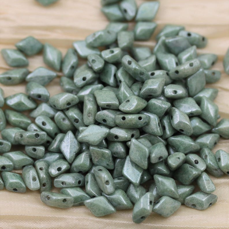 10grams 8x5mm Green Luster Gemduo 2-hole Diamond-shaped Czech | Etsy