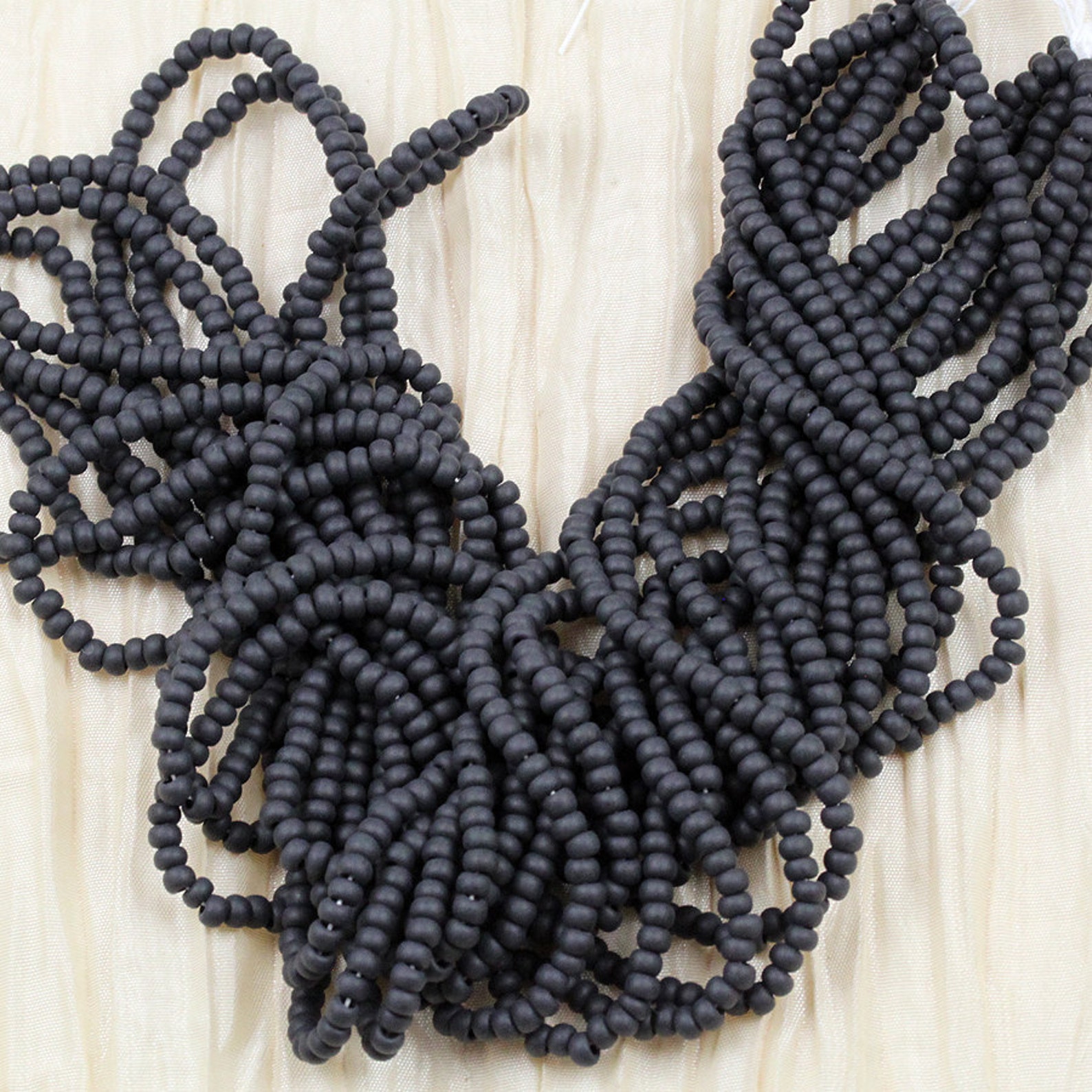 8/0 Matte Jet Czech Seed Beads - 6/20", Classy Beads, Accenting Beads ...