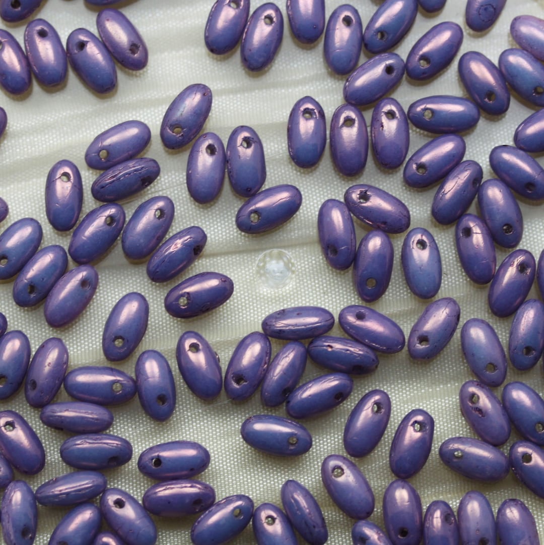 LAST! 20grams 2.5x6mm Lila Vega Luster Rizo Czech Glass Beads, Long ...