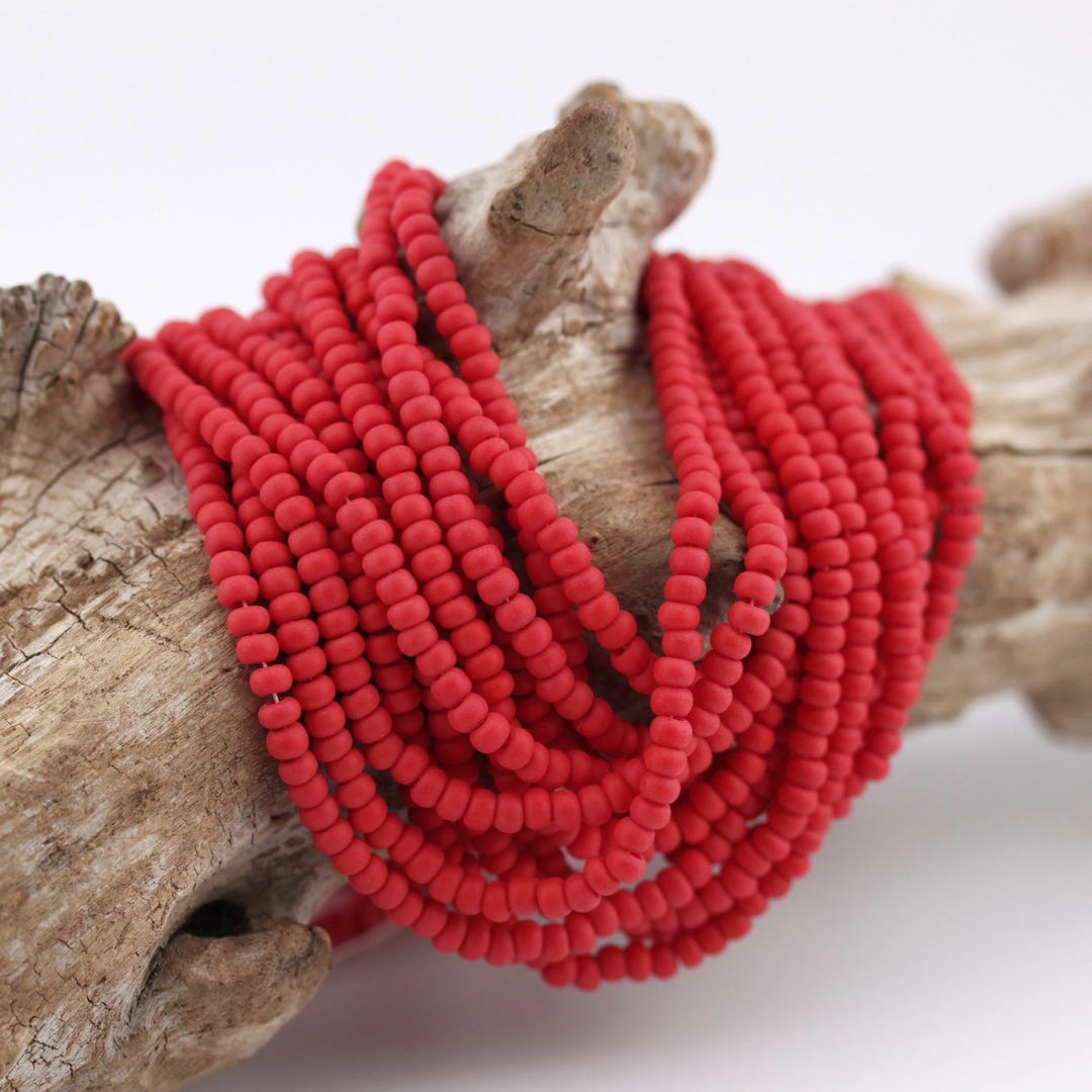 NEW!! 8/0 Matte Red Czech Seed Beads - 6/20