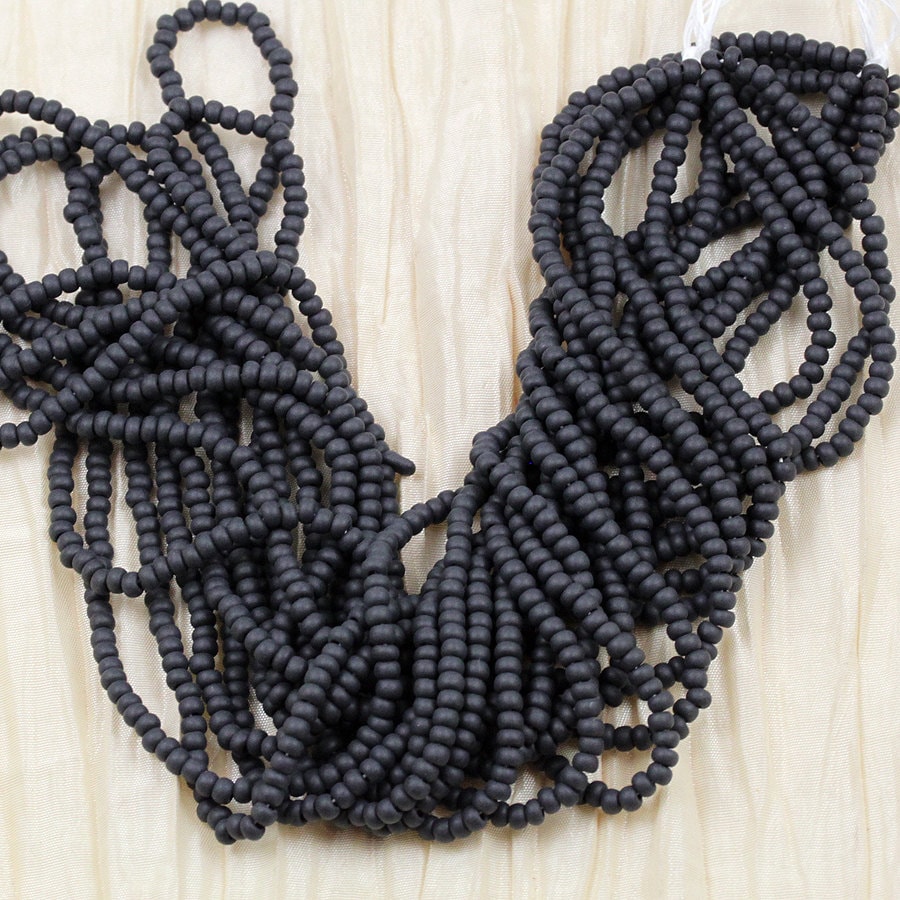 8/0 Matte Jet Czech Seed Beads - 6/20", Classy Beads, Accenting Beads ...