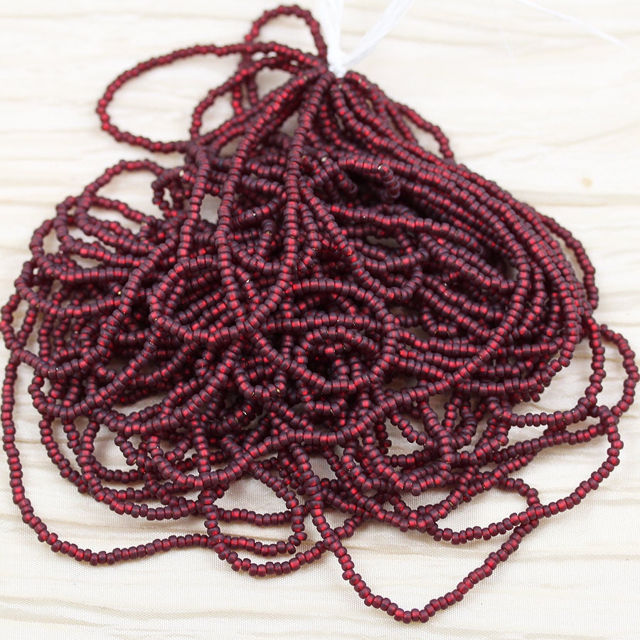 RARE 11/0 Matte Garnet / Silver Lined Czech Seed Beads Full - Etsy