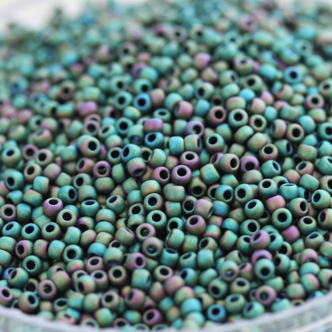 20g 11/0 Matte Peridot Iris Toho Seed Beads - 20grams, Metallic Beads ...