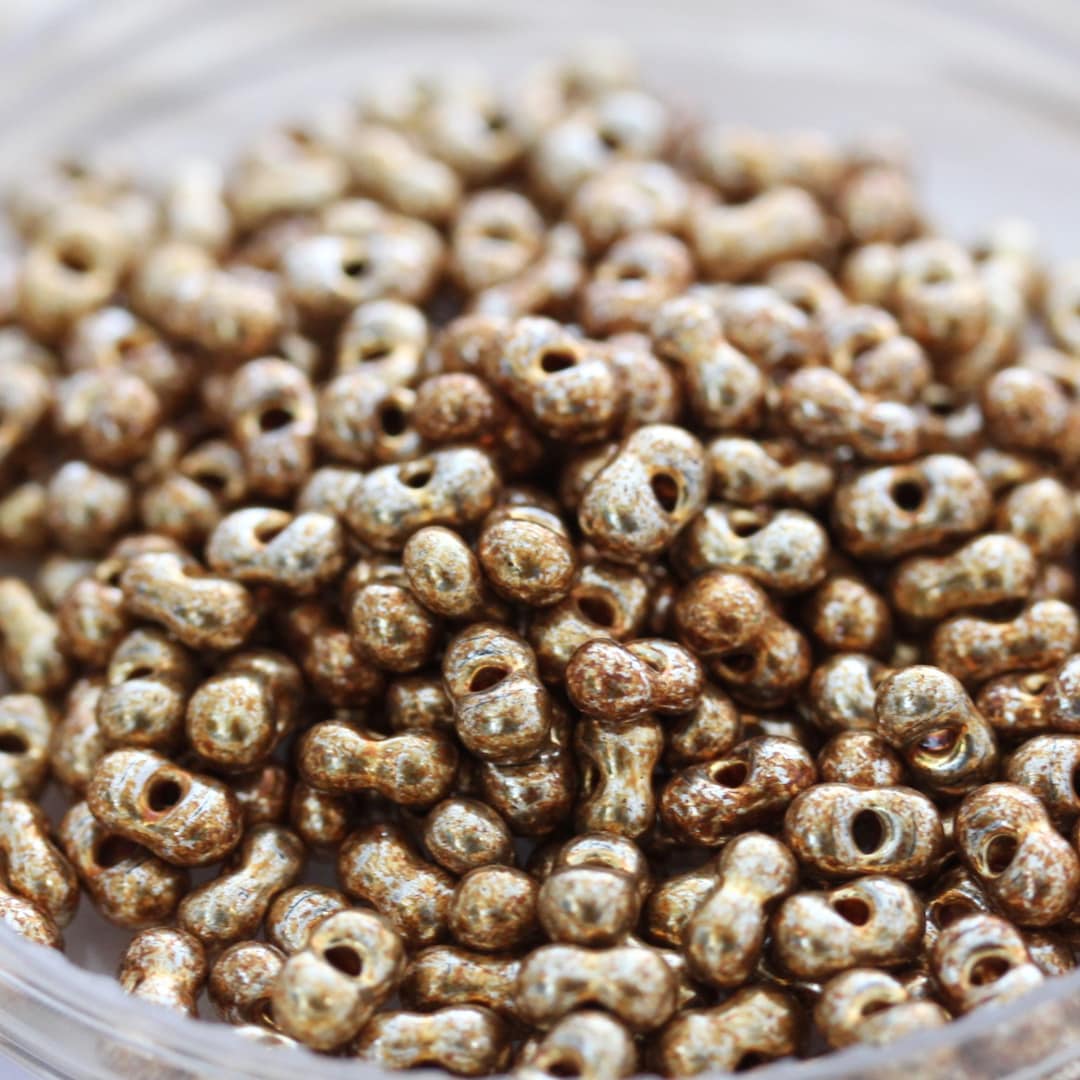 Discontinued! 30g 3x6mm Galvanized Gold Farfalle Matsuno Glass Seed ...