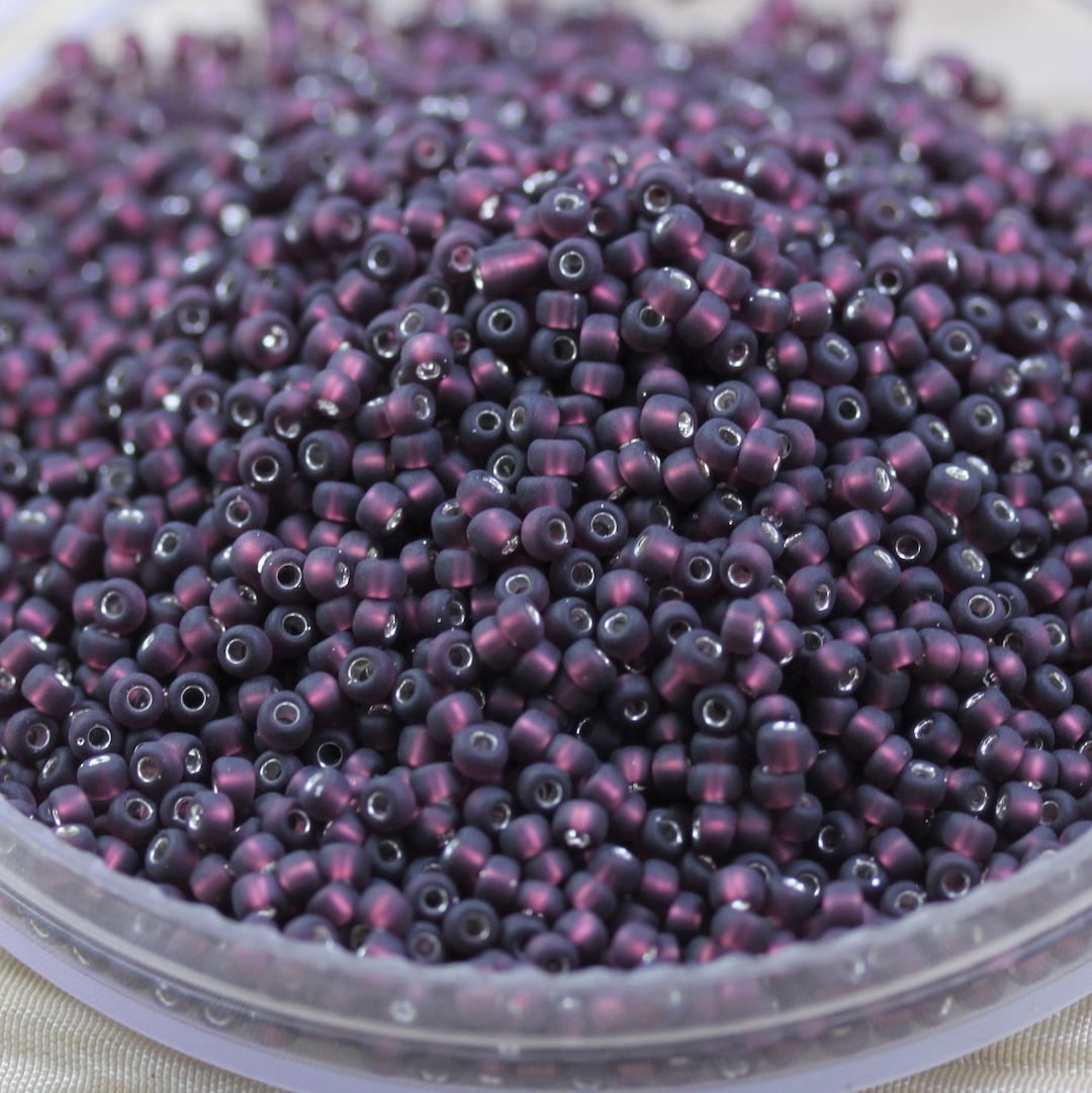 20g 11/0 Matte Dark Amethyst / Silver Lined Matsuno Seed Beads ...