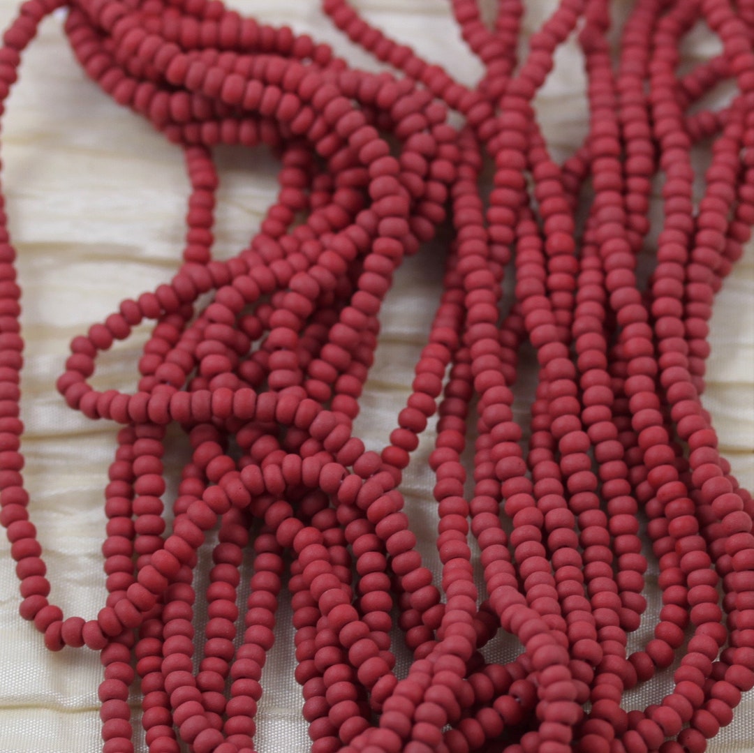8/0 Matte Dark Red Czech Seed Beads - 6/20